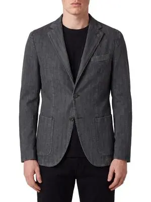 SANTANIELLO Single-breasted Cotton-blend Blazer With Patch Pockets