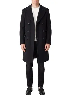 Tagliatore Knee-length Double-breasted Coat In Virgin Wool And Cashmere Black
