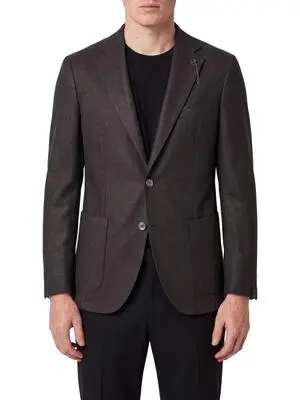 SANTANIELLO Classic Single-breasted Blazer In Wool Blend With Patch Pockets Grey