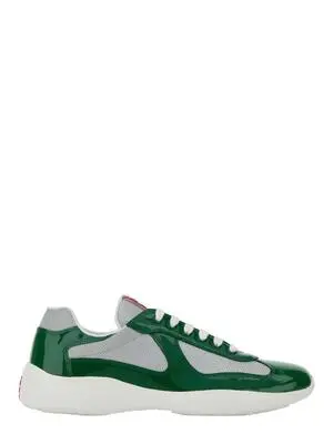 Prada Prada Men's Two-Material Leather & Fabric America's Cup Sneaker Multicoloured