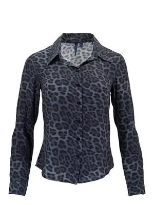LORDS OF HARLECH Sutton Leopard Smoke Stretch Silk Long-sleeve Shirt Grey