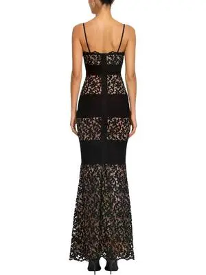 Herve Leger Marielle Guipure Lace Maxi Dress Black