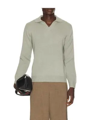 Soft Goat Polo In Grey - Grey Sage