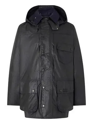 Barbour Barbour - A.P.C. Logo-Embroidered Moleskin-Trimmed Woven Waxed-Cotton Jacket - Men - Blue - S Navy