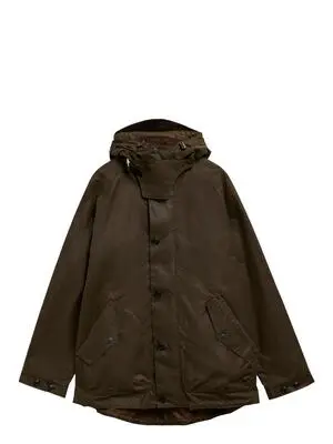BARBOUR Hooded Button-fastening Waxed Coat