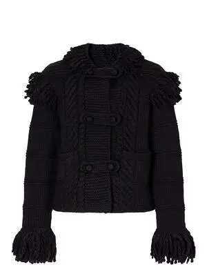 POLO RALPH LAUREN Fringed Cable-knit Wool Cardigan