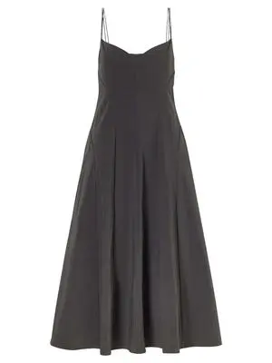 ST. AGNI Paneled Shell Midi Dress Charcoal