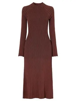 Proenza Schouler Roux Ribbed Midi Dress Copper