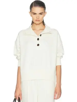 VARLEY Varley Bronya Button Placket Sweater In White