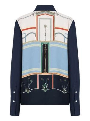 CALLAS MILANO Billie Scarf Back Shirt Navy/combo