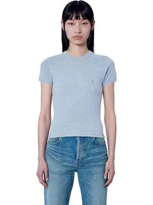 Saint Laurent Cassandre Fitted T-Shirt Grey