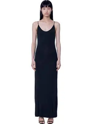 Saint Laurent Cassandre Chain Backless Dress Black