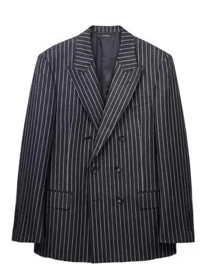 TOM FORD British Sharp Stripe Double-breasted Jacket - Black