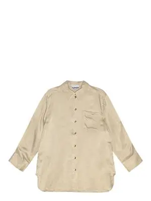 GANNI Beige Washed Satin Shirt