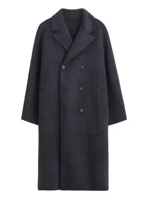Cos Double-faced Wool-blend Long Coat Navy