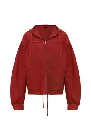 Palm Angels Palm Tree Zip Loose Hoodie - Red
