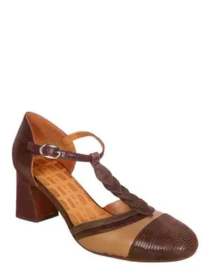 Chie Mihara Filly Reptile-effect T-bar Pumps - Brown