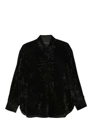 JUUN.J Ruffled Velvet-effect Shirt