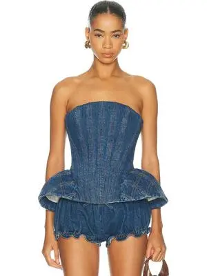 AKNVAS Aknvas Emmi Corset Denim Top In Blue