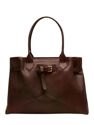 BALLANTYNE Large Kate 990 Buckled Leather Tote Bag Brown