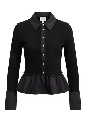 Cinq À Sept Salem Ruffled Peplum Blouse - Black