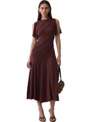MESHKI Lani Asymmetrical Knit Midi Dress