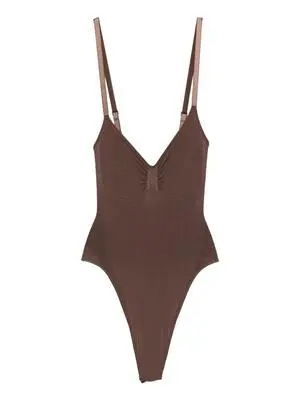 SKIMS SKIMS Seamless Thong Bodysuit Brown