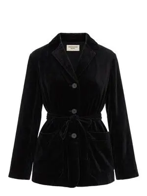 Max Mara Max Mara Velvet Belted Blazer Jacket Nero