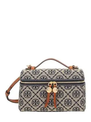 Tory Burch Tory Burch Women's Cotton-Blend Handbag With Cow Leather Trim Blue