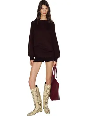 REFORMATION Addison Cashmere Crew Sweater Brown