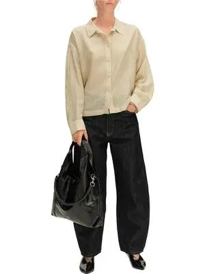 Bimba Y Lola Boxy Rhinestone Shirt Sand