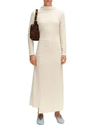Bimba Y Lola Textured Ruched Midi Dress Ivory