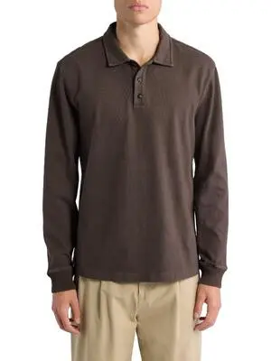 ALEX CRANE Caza Long Sleeve Organic Cotton Polo Bark