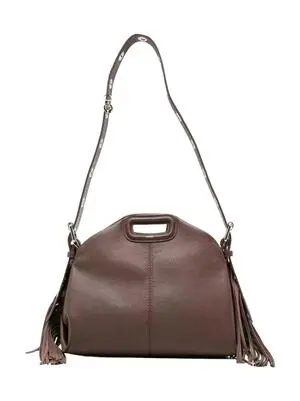 Maje Grained Leather Miss M Bag Brown