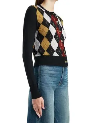 KHAITE Rita Argyle Virgin Wool-silk Cardigan