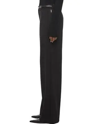 Helmut Lang Belted Wool Gabardine Trousers Blk