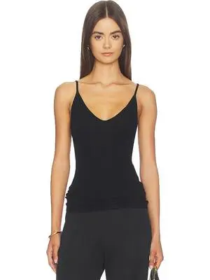 Enza Costa Fluid Silk Rib Cami - Black