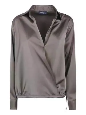 DRHOPE Wrap-style Long-sleeve Blouse