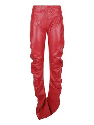 THE FRANKIE SHOP The Frankie Shop Jessa Ruched Leather Pants Red