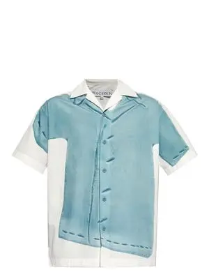 J.W.ANDERSON Trompe L'oeil-print Cotton Shirt Blue