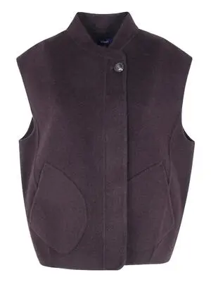 SOEUR Stand Collar Wool Blend Sleeveless Vest