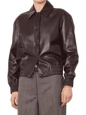 OFFICINE GÉNÉRALE Collared Leather Bomber Jacket