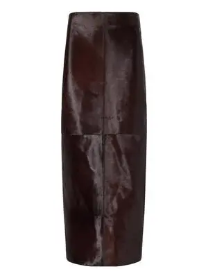 NOUR HAMMOUR Paneled Calf Hair Midi Skirt