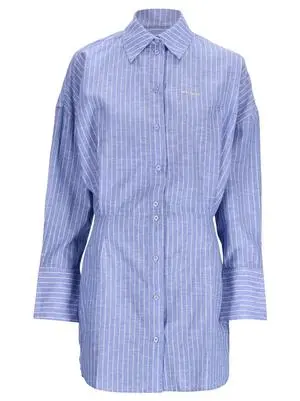 WRSTBHVR Pinstripe-pattern Mini Shirt Dress Lavender