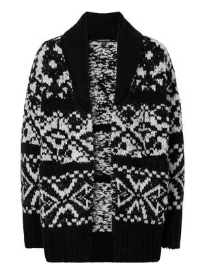JAMES PERSE Intarsia-knit Wool-blend Cardigan