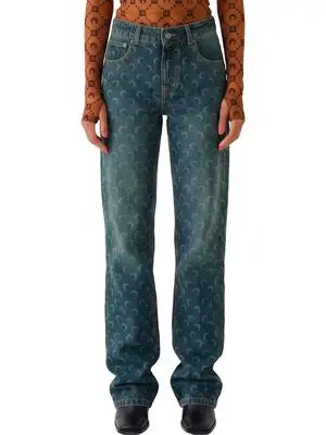 MARINE SERRE Moon Laser Wash Denim Straight Jeans