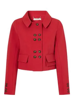 EMILIA WICKSTEAD Cropped Darted Birdseye Jacket - Red