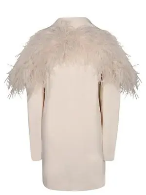 P.A.R.O.S.H Feather-trim Cold-shoulder Mini Dress