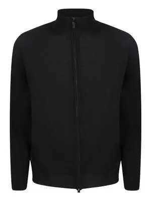 Canali Canali Zip-Up High Collar Cardigan Black