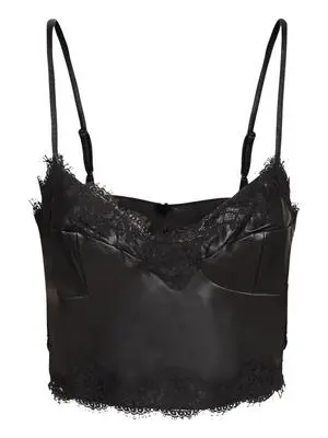 ERMANNO FIRENZE Lace-trim Leather Tank Top